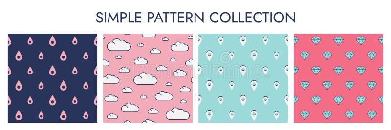 Set of Simple Patterns of Symbols - Drop, Cloud, Diamond and Pin ...