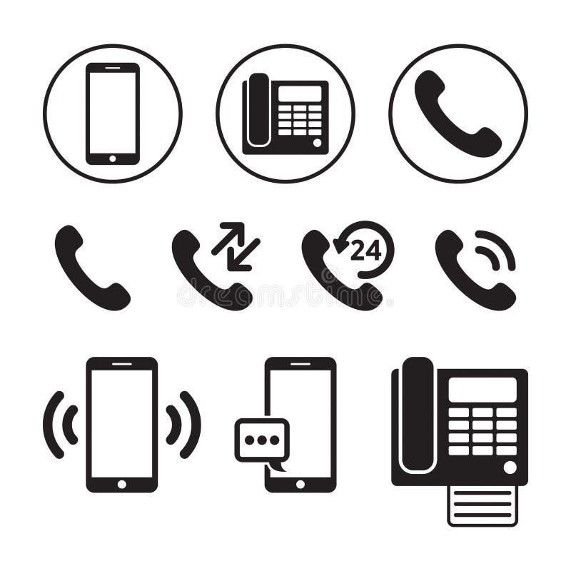Phone icon set stock vector. Illustration of cell, vector - 129374478