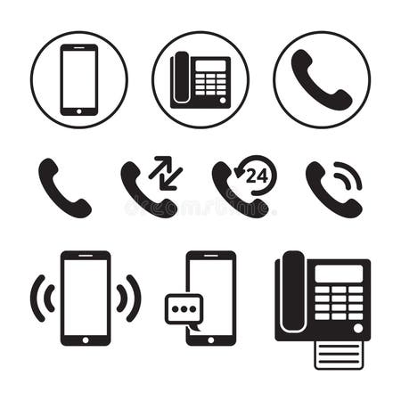 Phone icon set stock vector. Illustration of cell, vector - 129374478