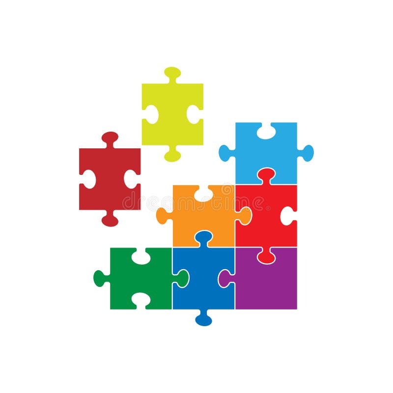 A Set of Simple Puzzle Pieces on a White Background. Stock Vector ...