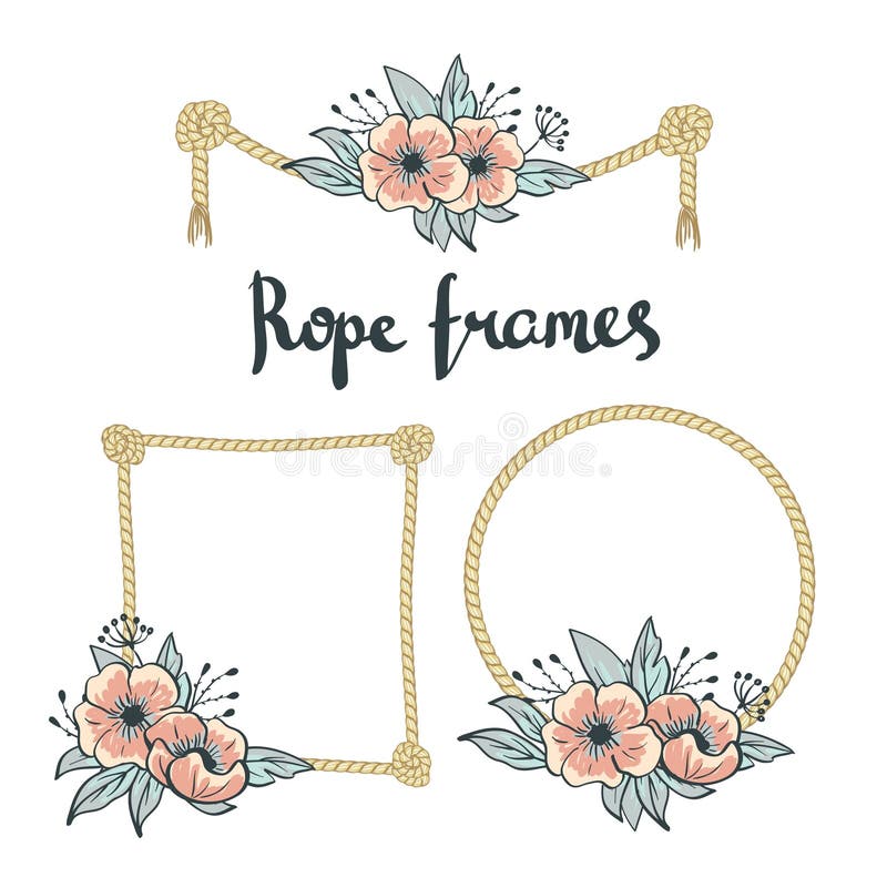 Set of Simple Rope Frames Graphic Designs on White Background with ...