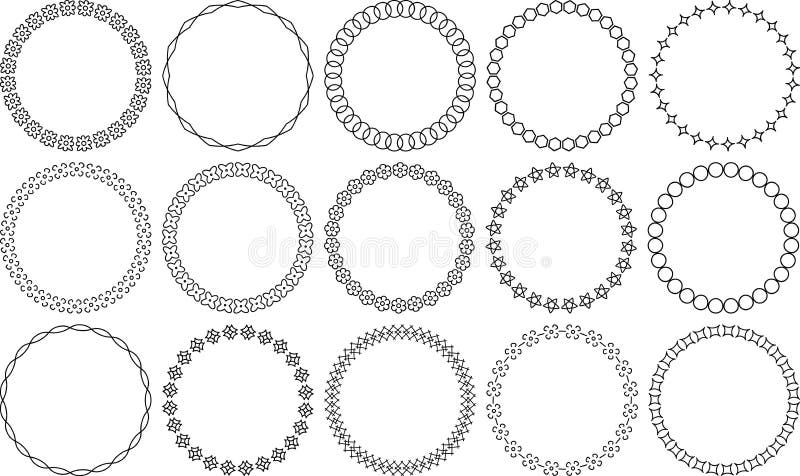 Set of 15 Simple Round Frames. Stock Illustration - Illustration of ...