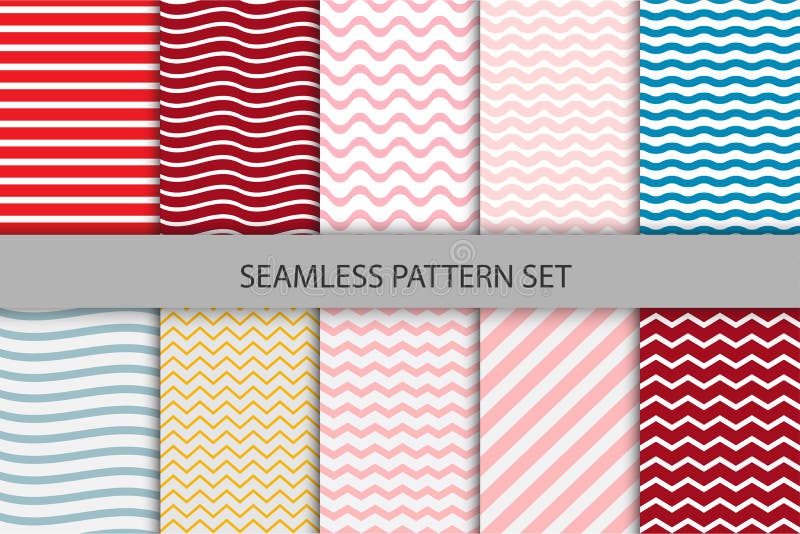 Set of Simple Seamless Pattern Stock Vector - Illustration of vintage ...