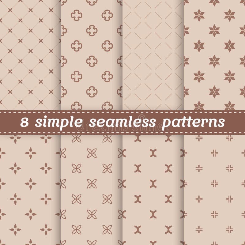 Set of 8 Simple Seamless Patterns with Geometric Shapes Stock ...