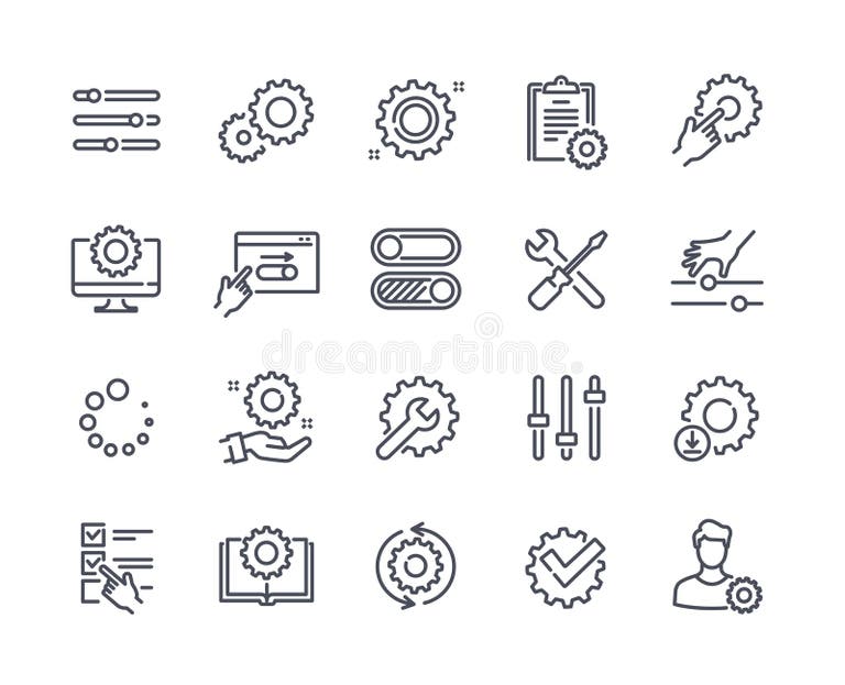 Set of Simple Setup and Settings Icons Stock Illustration ...