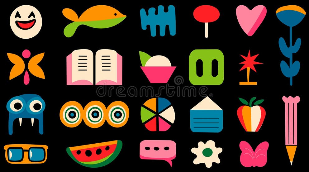 Set of Simple Shapes and Objects in Flat Style Vector Vector Stock ...