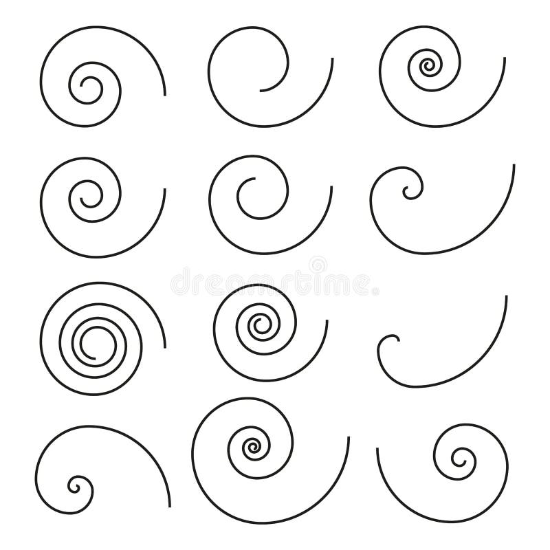Set of Simple Spiral Elements, Vector Graphic Stock Vector ...