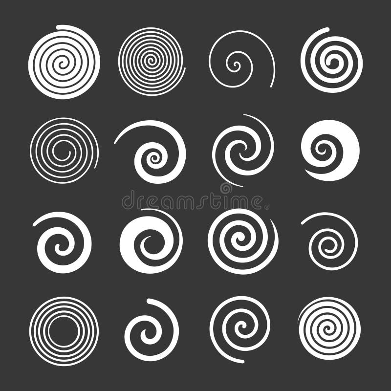 Set of Simple Spirals. Swirl Motion Twisting Circles Design Element Set ...