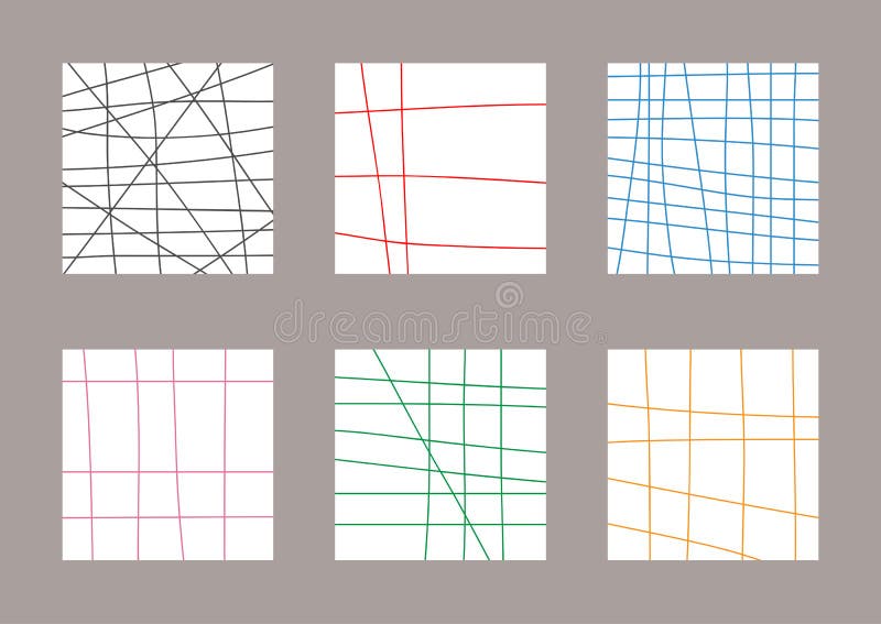 Set of Simple Square Checkered Templates Drawn by Hand. Sketch, Doodle ...
