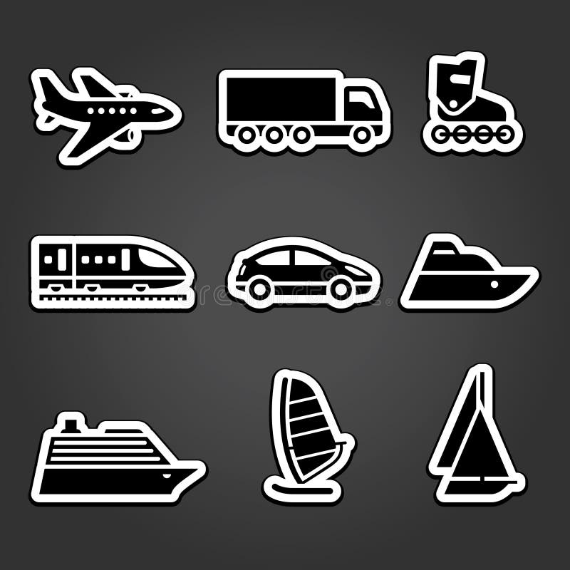 Stickers of Sea and Air Transport Stock Vector - Illustration of ...