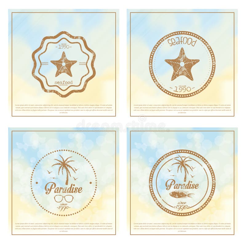 Set of Simple Stylish Color Beach Related Label Stock Illustration ...