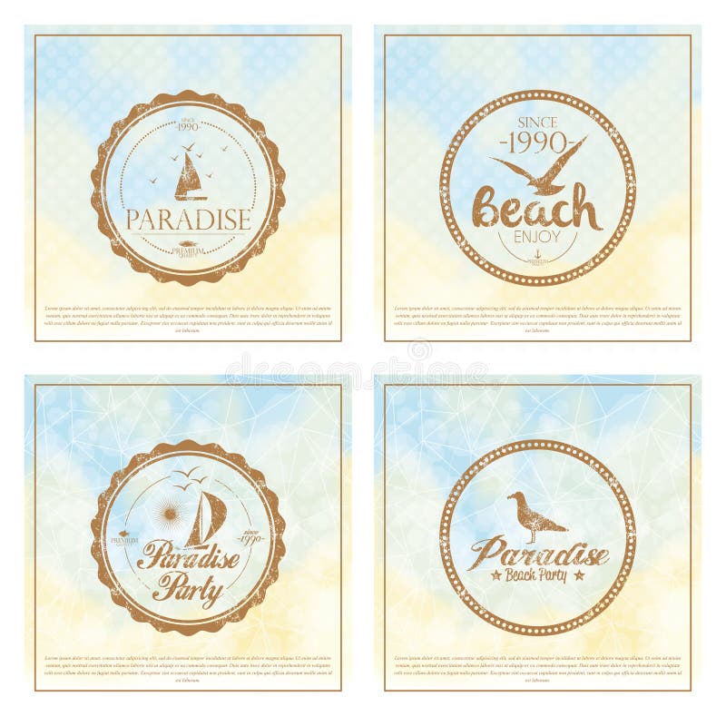 Set of Simple Stylish Color Beach Related Label Stock Illustration ...