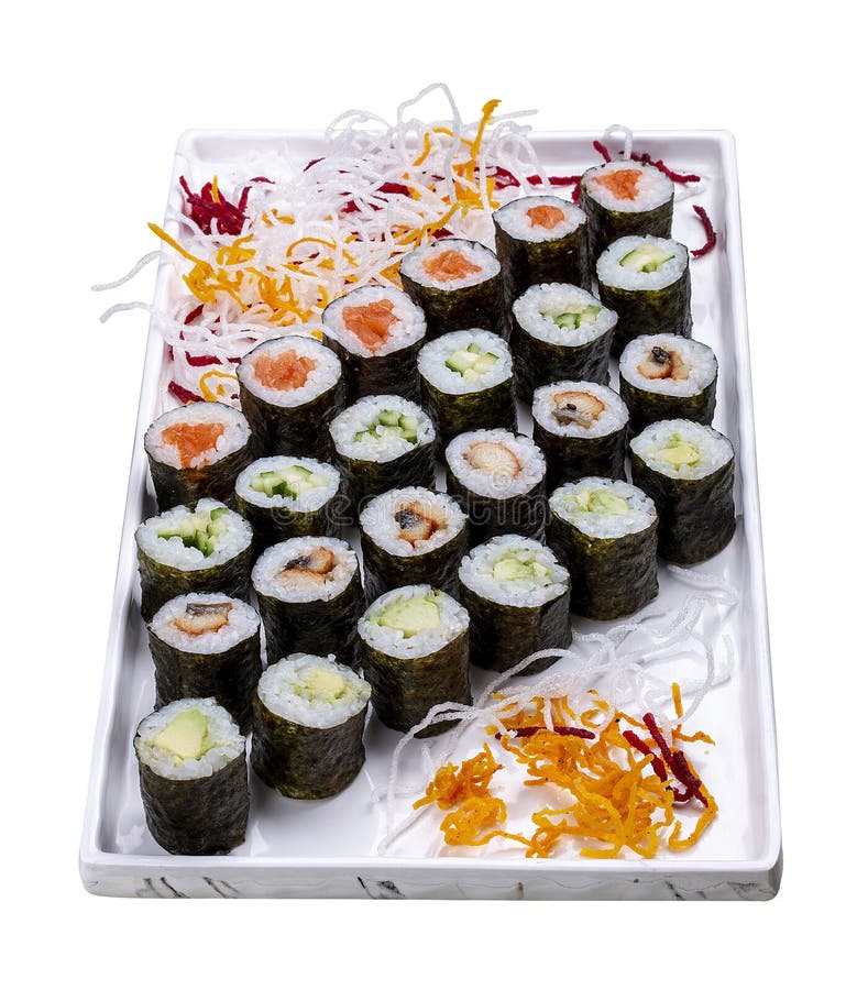 Set of Simple Sushi Maki. Isolated on a White Background Stock Image ...