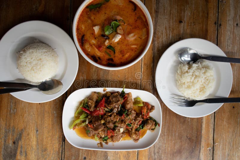 Set of Simple Thai Spicy Meal for Lunch Stock Image - Image of gourmet ...