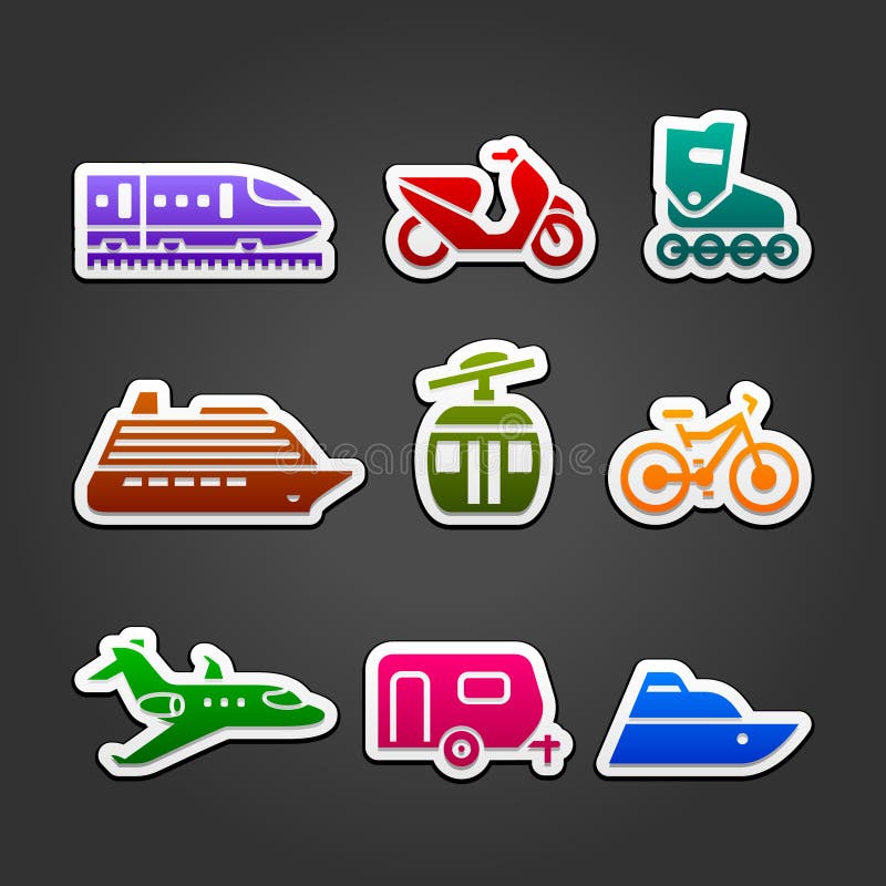 Set of Simple Transportation Icons Stock Vector - Illustration of ...