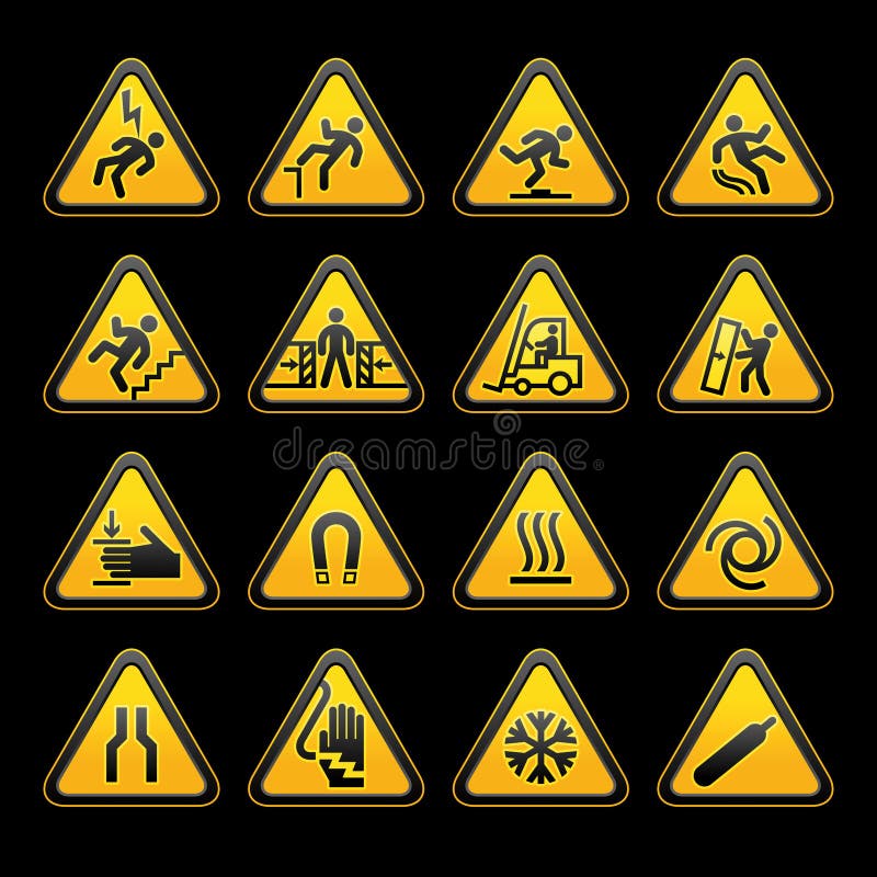 Set Simple Triangular Warning Symbols Hazard Signs Stock Vector ... Set Simple Triangular Warning Symbols Hazard Signs Stock Vector ...