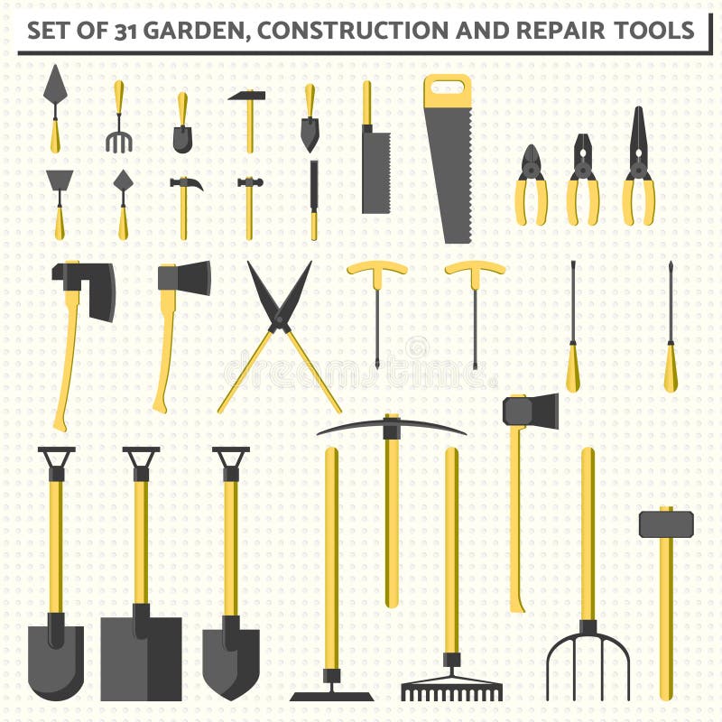 Set of 31 Simple Vector Garden, Construction and Repair Tool Stock ...