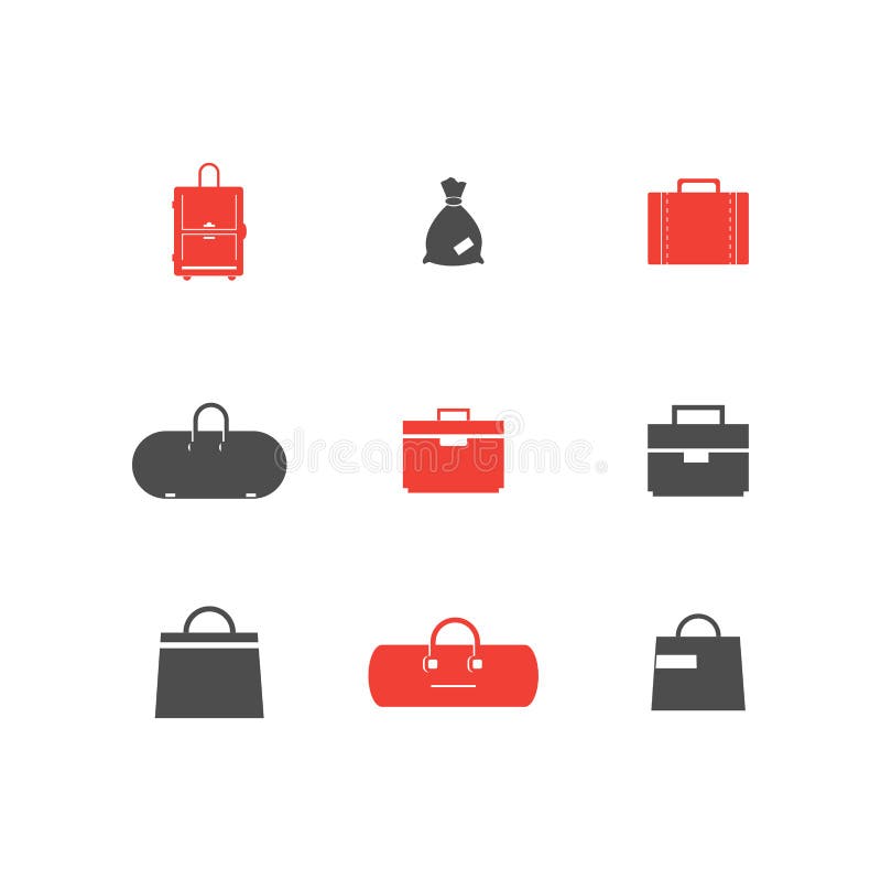 Set of Simple Vector Icons Bags Stock Vector - Illustration of shopper ...