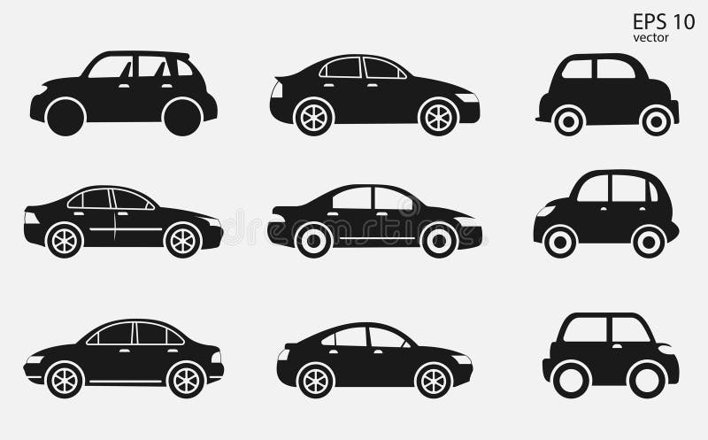 Set of Simple Vector Icons for Cars of Different Classes. Stock Vector ...