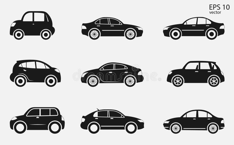 Set of Simple Vector Icons for Cars of Different Classes. Stock Vector ...