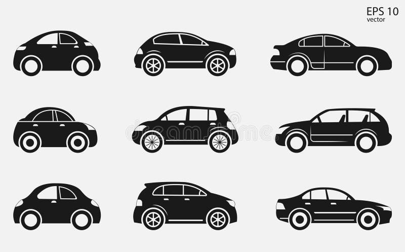 Set of Simple Vector Icons for Cars of Different Classes. Stock Vector ...