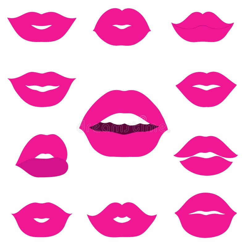 Set of Simple Vector Icons with Lips Stock Vector - Illustration of ...
