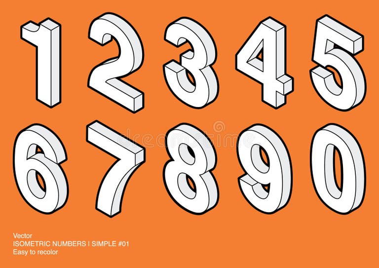 Isometric Numbers | Simple #01 Stock Vector - Illustration of isometric ...