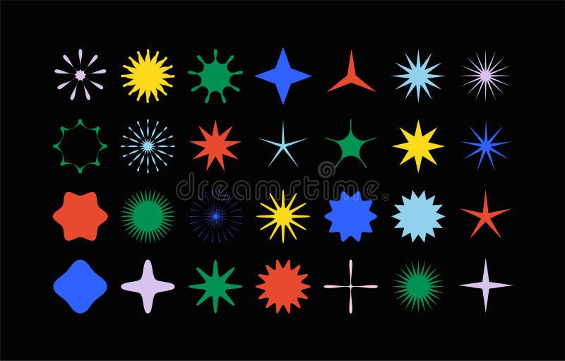 Set of Simple Abstract Vector Objects of Flowers and Stars. Stock ...