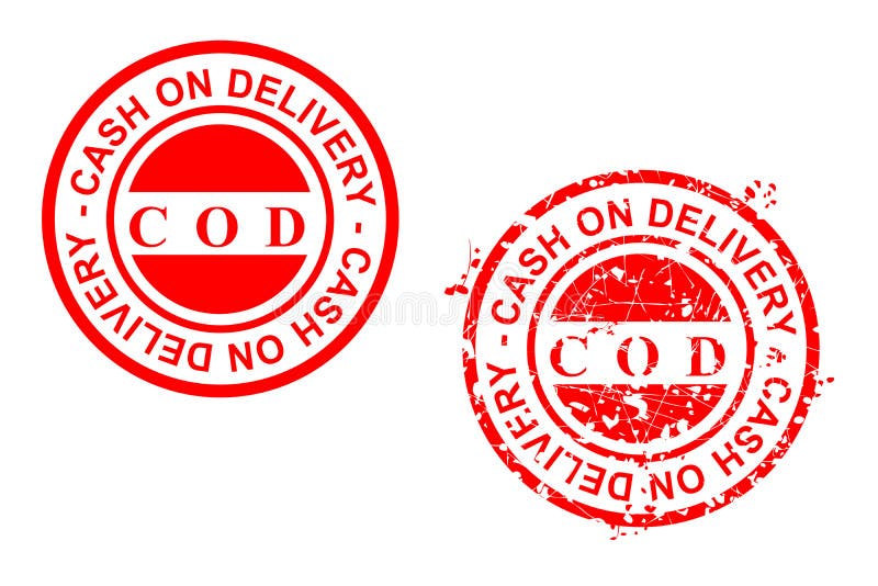 Set 2, Simple Vector Rusty Red Circle Rubber Stamp, Cash on Delivery or ...