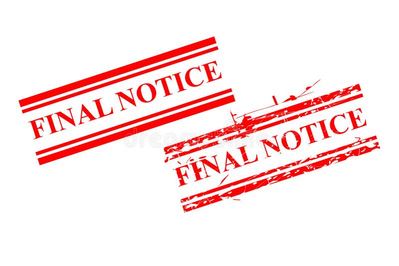 Set 2, Simple Vector Rusty Red Rectangle Rubber Stamp, Final Notice ...