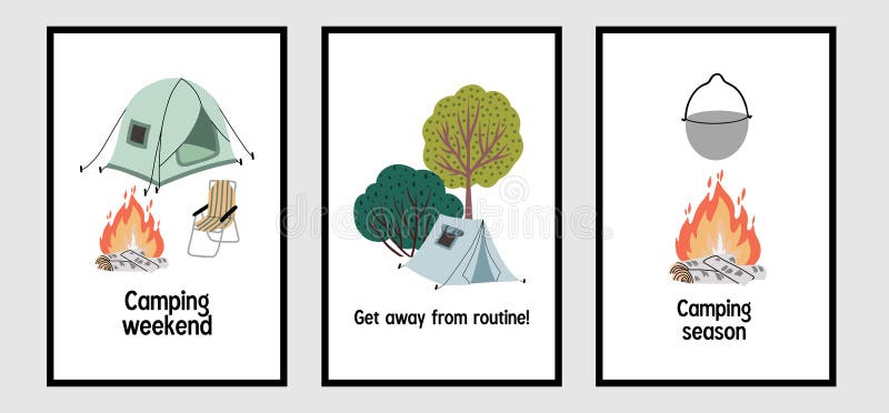 Simple Vertical Camping Posters Stock Illustrations – 5 Simple Vertical ...