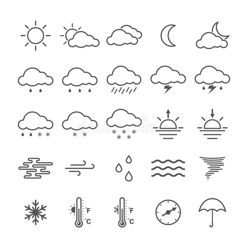 Set of Simple Weather Icons Isolated on White Background. Stock Vector ...