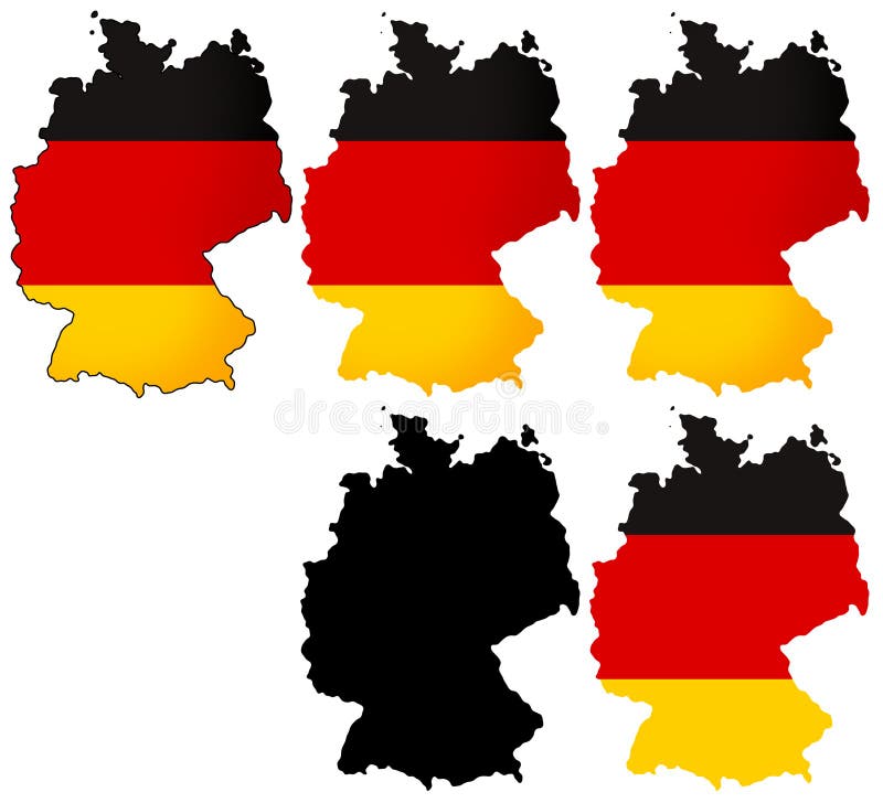 Set of Simplified Map of Germany, Smooth Shape, Versions with Dark ...