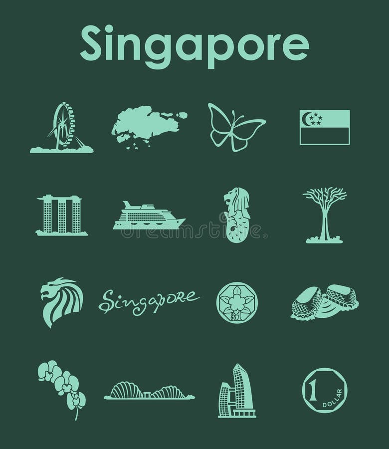 Set of Singapore Simple Icons Stock Vector - Illustration of rest ...