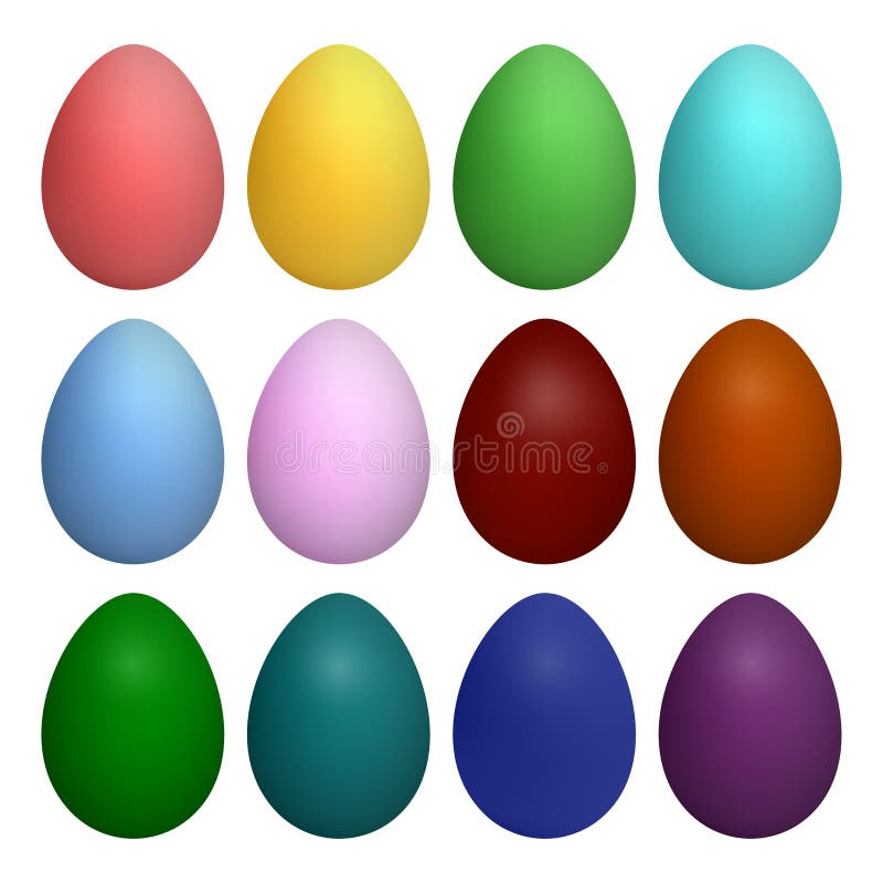 Vector Set of Single-color Easter Eggs. Isolated on White Background ...