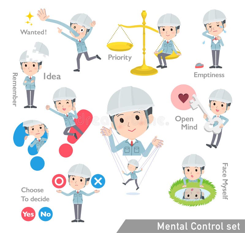 A Set of Site Foreman Men with Mental Control Stock Vector ...
