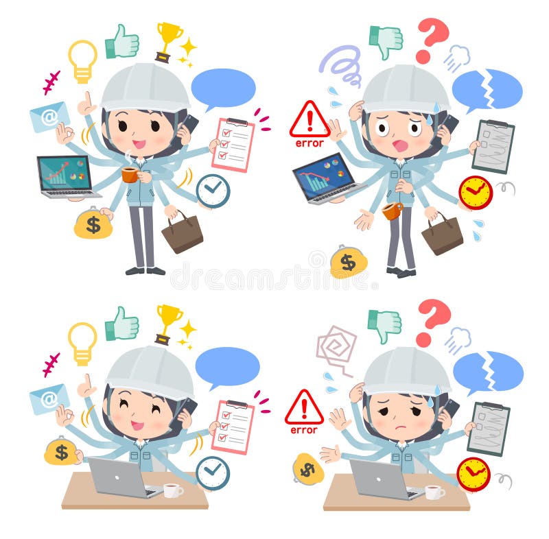 A Set of Site Foreman Women Who Perform Multitasking in the Office Stock Vector - Illustration ...