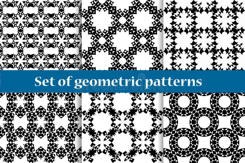 A Set of Six Abstract Seamless Patterns. Black and White Stock Vector ...