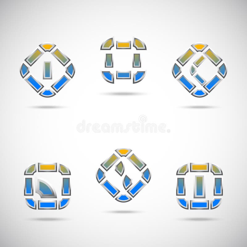 Set of Six Abstract Symbols Stock Illustration - Illustration of ...