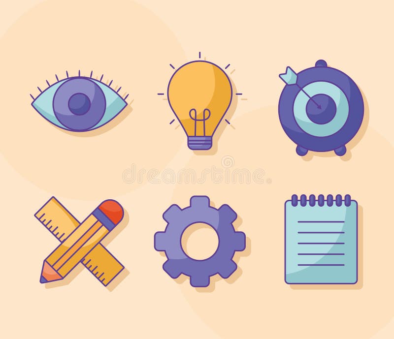 Six articles on creativity stock vector. Illustration of office - 247682004