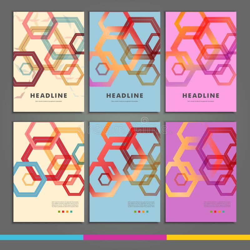 Set of Six Book Covers the Background Hexagons Stock Vector ...