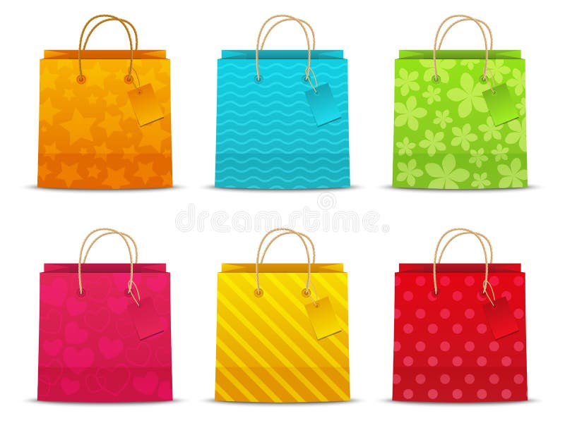 Set of color shopping bags stock vector. Illustration of element - 29791654