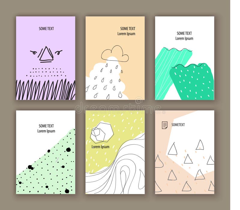 Set of Six Creative Cards. Abstract Design Stock Vector - Illustration ...