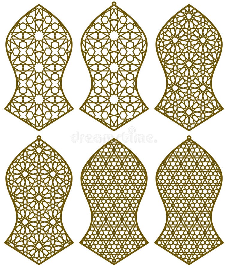 A Set of Six Design Elements.Three Geometric Ornaments Stock Vector ...