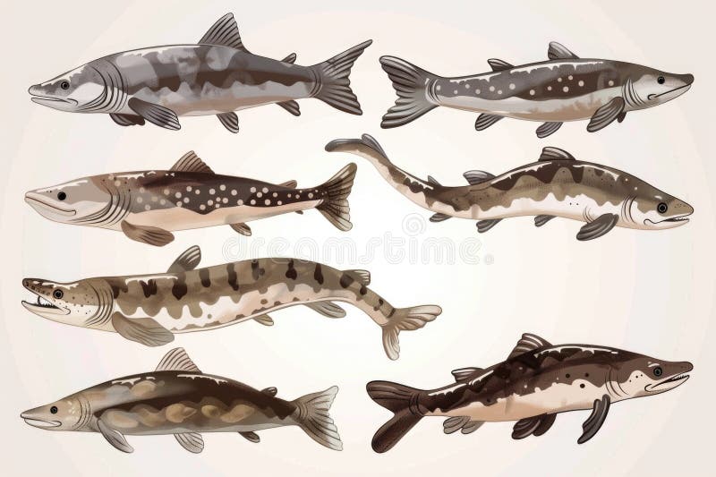 A Set of Six Different Types of Fish. Suitable for Aquatic Themes Stock ...