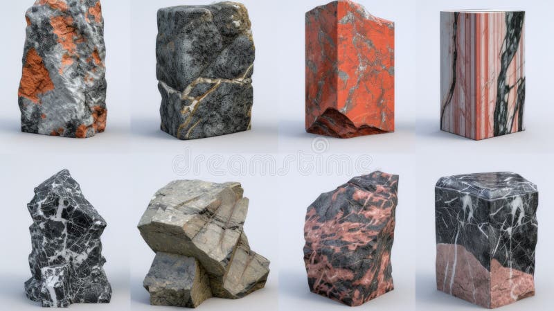 A Set of Six Different Types and Sizes of Rocks, AI Stock Image - Image ...