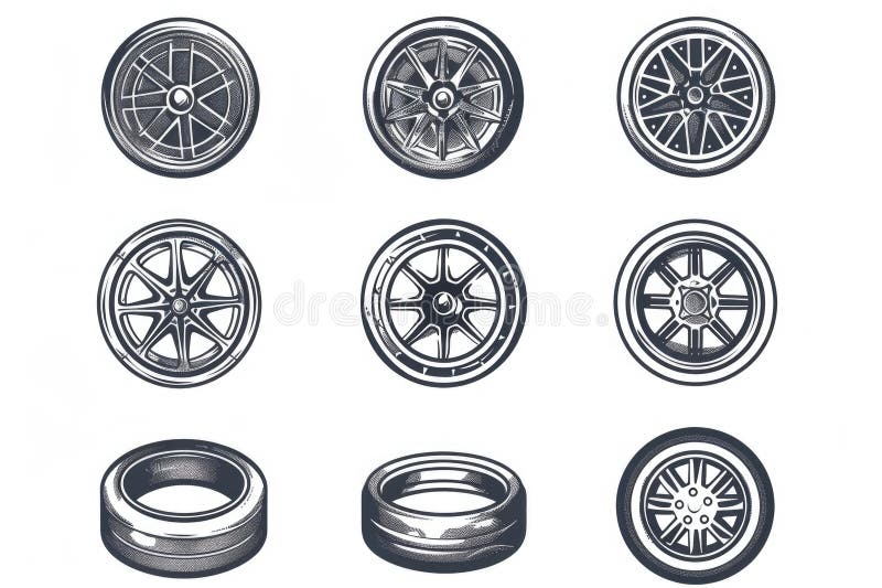 A Set of Six Different Types of Wheels, Useful for Various Projects ...