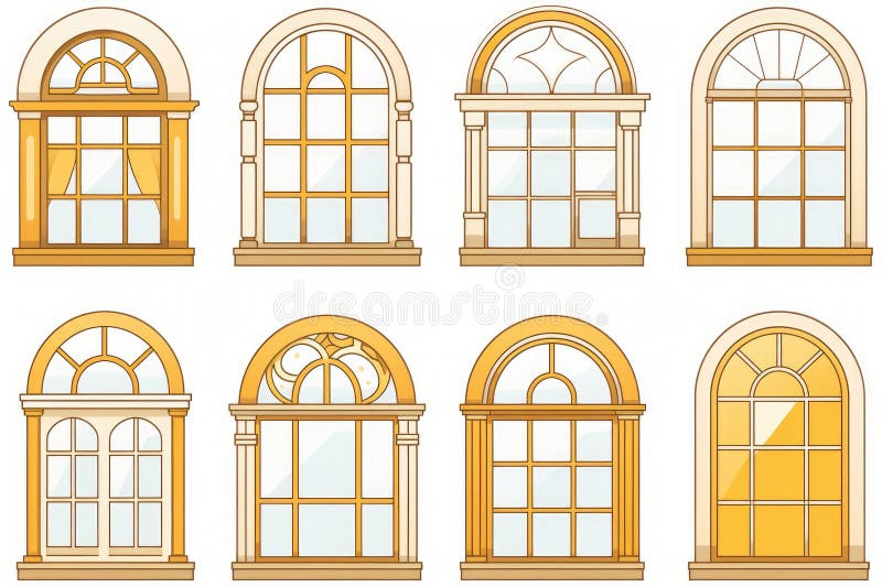 A Set of Six Different Types of Windows. Perfect for Architecture and ...