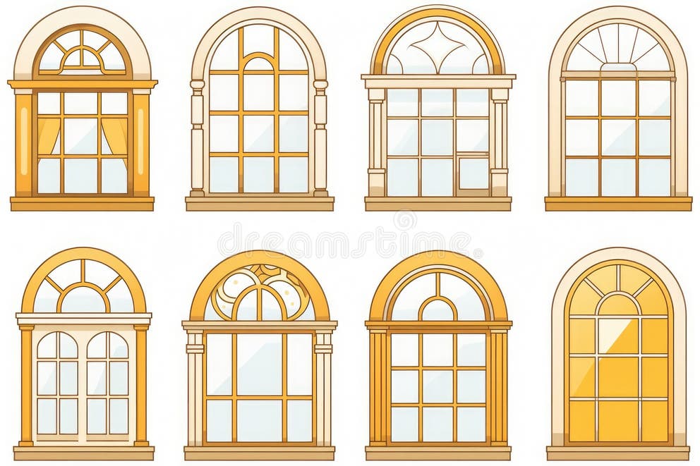 A Set of Six Different Types of Windows. Perfect for Architecture and ...