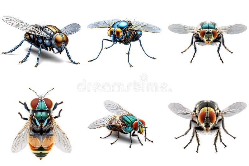 A Set of Six Flies in Various Poses, PNG with Transparent Background ... A Set of Six Flies in Various Poses, PNG with Transparent Background ...